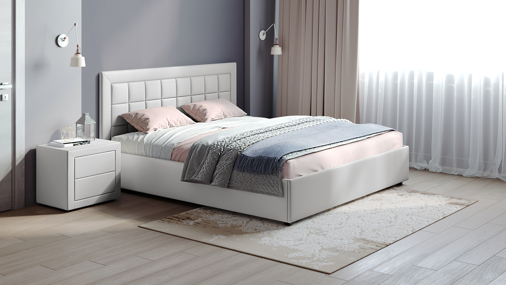 Кровать с подъёмным механизмом 160х200 MOON FAMILY 1222 белого цвета ...